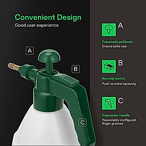 VIVOSUN 0.2 Gallon Handheld Garden Pump Sprayer, 27 oz Gallon Lawn & Garden Pressure Water Spray Bottle with Adjustable Brass Nozzle, for Plants and Other Cleaning Solutions (0.8L Green)