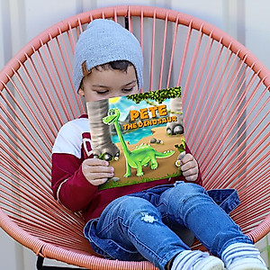 Personalized Story Book by Dinkleboo - The Dinosaur - for Kids Aged 0 to 8 Years Old -A Story About Your Child Going on an Adventure to find a New Dinosaur Friend. Soft Cover. 8"x8"