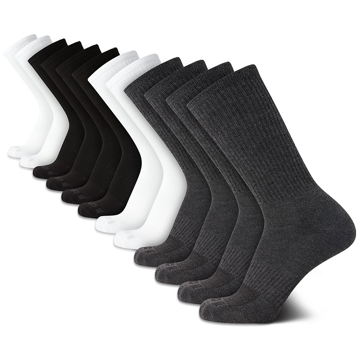 AND1 Men's Athletic Arch Compression Cushion Comfort Crew Socks (12 Pack), Size 6-12.5, Assorted