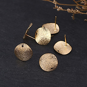 MILISTEN 30pcs Stainless Steel Earrings Posts Round Blank Peg Earrings Posts Flat Pad Ear Stud Components Earring Making Findings for Earring Making DIY Crafts(Golden)
