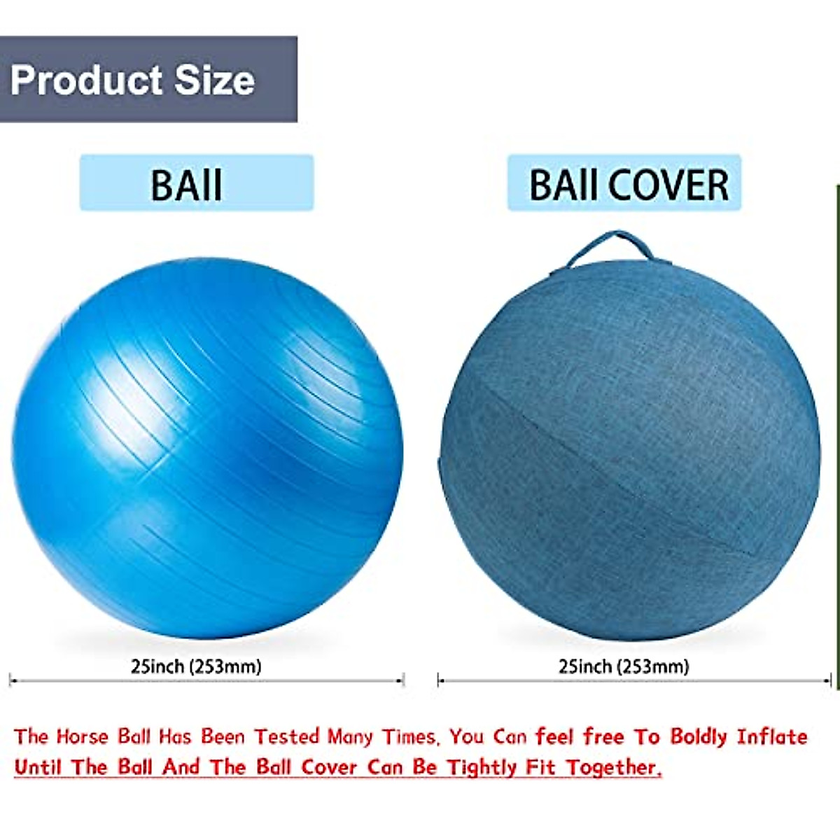 Nopaso Herding Ball for Horse - 25inch Ball Horse Toys & Ball Cover for Horses Anti-Burst Mega Herding Ball Giant Horse Soccer Ball for Horses Stall