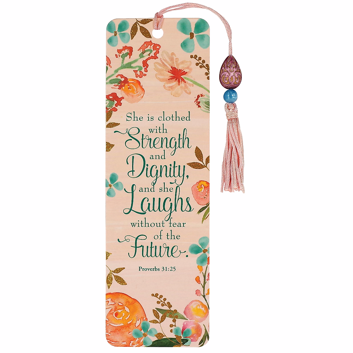 She is Clothed with Strength and Dignity Beaded Bookmark