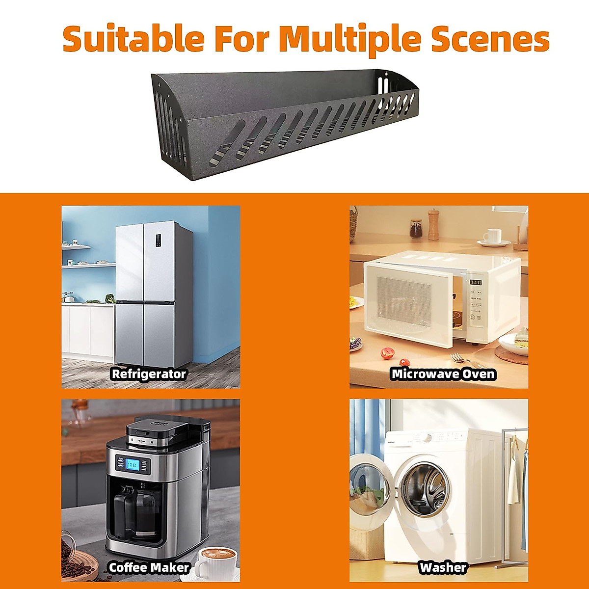 NAFCOOL Magnetic Spice Fridge Rack Shelf Organizer for Refrigerator, 2 Packs Moveable Magnetic Seasoning Organizer Shelves Kitchen Gadgets for Refrigerator Microwave Oven Washer, 12” Long…