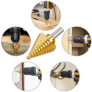 Titanium Step Drill Bit, Zhushan Titanium High Speed Steel Drill Cone Bits,Double Cutting Bladesfor Sheet Metal Hole Drilling Cutting1/4 to 1-3/8 Inches Total 10 Step Sizes