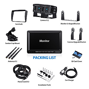 ZEROXCLUB 1080P FHD Digital Wireless Backup Camera System Kit for RV/Truck/Trailer/Van/Bus,Night Vision,7inch HD LCD Monitor,IP69 Waterproof Rear View Camera No Interference Record-HW02