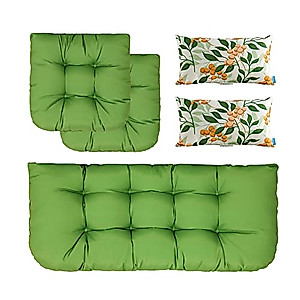 ARTPLAN Outdoor Cushions Loveseat All Weather Chair Cushions Bench Cushions Set of 5 Wicker Tufted Pillow for Patio Furniture