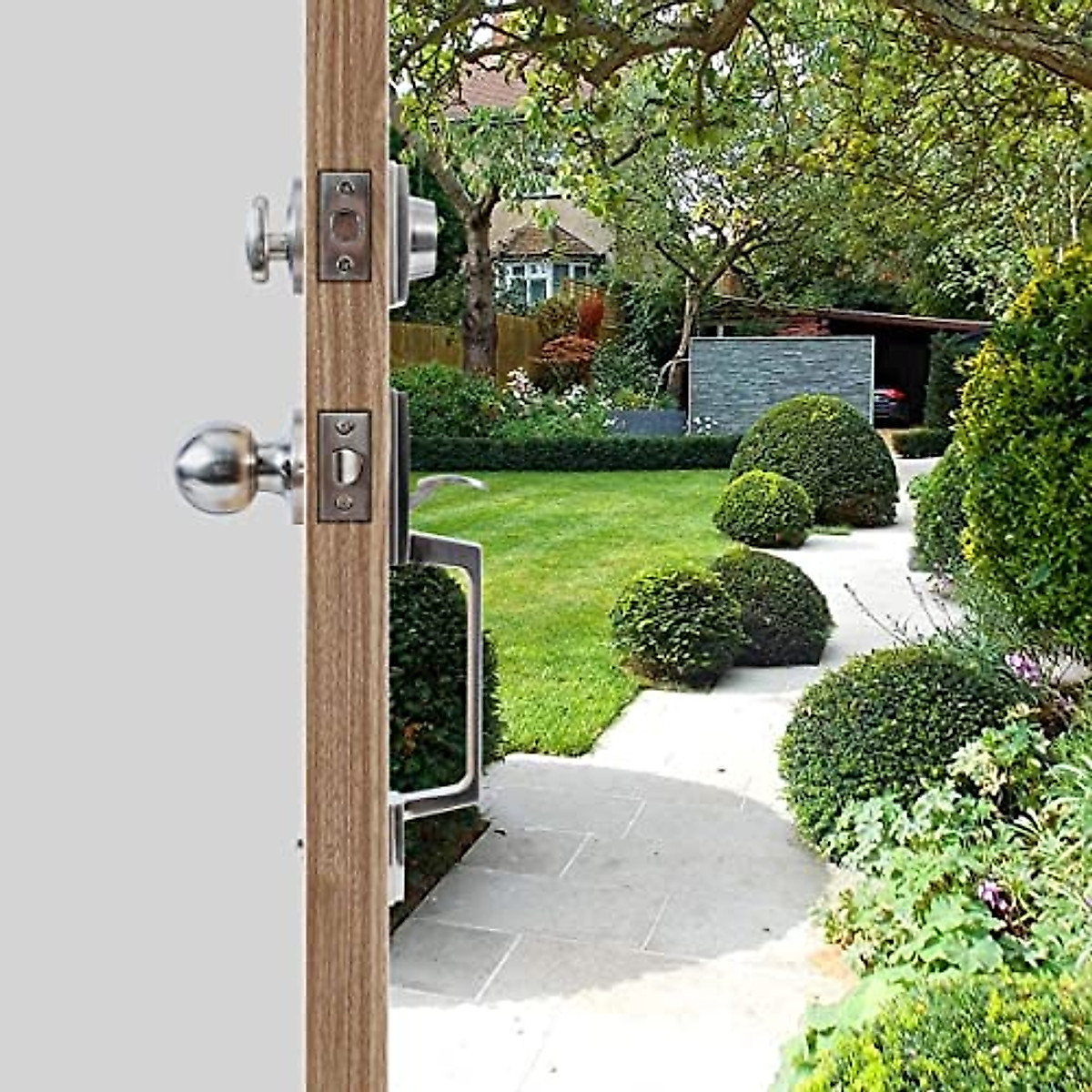 MAXECURITY Front Door Handle Single Cylinder Handleset (for Entrance and Front Door with Deadbolt Lock Set and Knob Reversible for Right & Left Doors Heavy Duty - Satin Nickel Finished