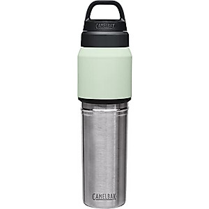 CamelBak MultiBev Water Bottle & Travel Cup – Vacuum Insulated Stainless Steel – Moss/Mint – 22 oz bottle & 16 oz cup