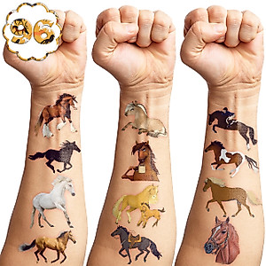 Horse Temporary Tattoos for Kids Birthday Party Supplies Favors 96PCS Tattoos Stickers Super Cute Gifts Party Decorations Girls Boys Classroom School Prizes Themed