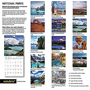 2023 Wall Calendar ,14 Monthly Wall Calendar NATIONAL PARKS Nov. 2022 - Dec. 2023, 12" x 24" Opened,Full Page Months Thick & Sturdy Paper for Gift Calendar Organizing & Planning