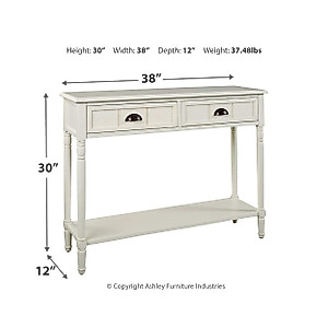 Signature Design by Ashley Goverton Vintage Casual 2 Drawer Console Sofa Table, White