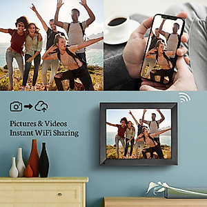BSIMB 15 Inch Large Digital Picture Frame, WiFi Digital Photo Frame Touch Screen with 16GB Storage, Auto-Rotate, Share Photos and Videos via App Email, Wall Mountable