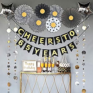 65th Birthday Decorations for Women or Men by Homond, 65th Anniversary Decorations, 65th Bday Decorations, Cheers to 65 Years Banner, 65 Birthday Decor, 65 Years Old Party Favors Supplies