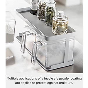 YAMAZAKI Home Pantry Canisters with Rack-Kitchen Container Organizer | Steel + Plastic | Food Storage, One Size, White
