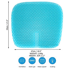 masteymoh Gel Seat Cushion for Long Sitting, Gel Cushions for Pressure Sores Relief, Double Thick Gel Cushion for Sitting, Seat Cushions for Office Chairs with Breathable Nonslip Cover