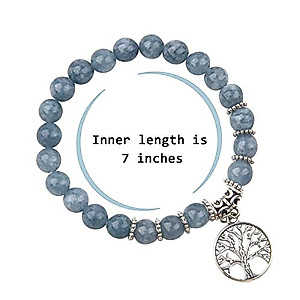 Tree of Life Turquoise Jasper & Tibetan Agate Gemstone Chakra Beaded Bracelet | Beach Charm Bracelet Set - Ocean Jewelry…