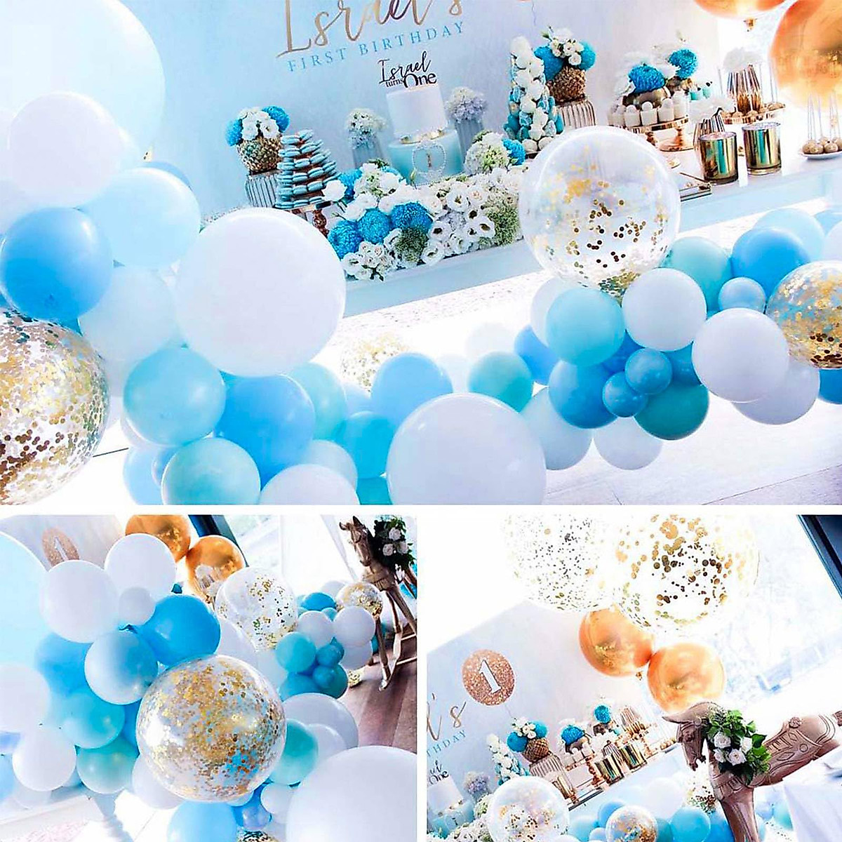 PartyWoo Blue Balloons 130 pcs Sky Blue Balloons Different Sizes Pack of 18 12 10 5 Inch Baby Blue Balloon Arch Kit Balloon Garland for Birthday Graduation Boys Baby Shower Party Decorations Blue-Y20
