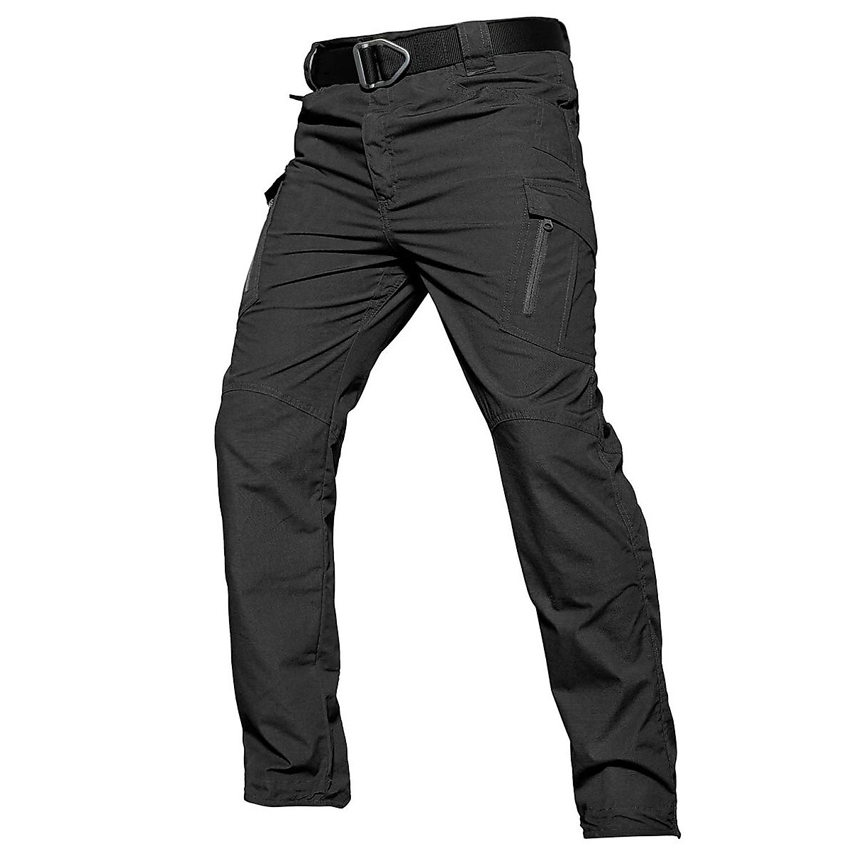 CARWORNIC Men's Outdoor Tactical Pants Rip-Stop Lightweight Stretch Military Cargo Work Hiking Pants Black