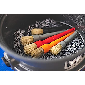 Detail Factory Boar Hair Detailing Brush Large, Comfortable Grip and Heavy-Duty Scrubbing for Interior, Exterior, Engine Bay, Wheels, Exhaust Tips, Textured Plastic