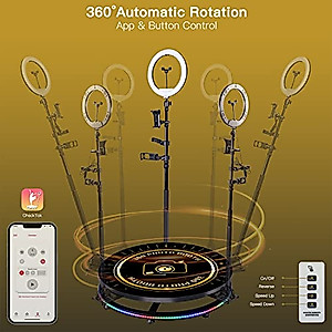 360 Photo Booth Machine for Parties 39.4"(100cm) with Flight Case Custom Logo 3-5 People to Stand Software APP Control, FUTOBOOZ 360 Video Camera Booth Selfie Platform Spin 360 Automatic Slow Motion