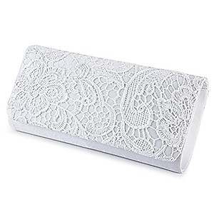 U-Story Women's Elegant Floral Lace Evening Party Clutch Bags Bridal Wedding Purse Handbag (White)