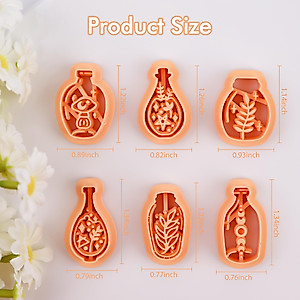 Puocaon Boho Bottle Polymer Clay Cutters - 6 Design Clay Cutters for Polymer Clay Jewelry, Crescent Moon Clay Cutters for Earrings, Mushroom Clay Jewelry Cutters, Potion Bottle Clay Earring Cutters