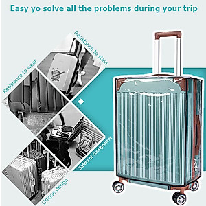 Troyesko Luggage Cover PVC Clear Suitcase Covers for Luggage Waterproof Suitcase Cover Fits 24" Wheeled Suitcase,hard sided luggage
