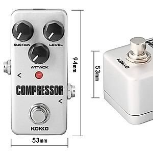 Compressor Guitar Pedal, Mini Effect Processor Fully Analog Circuit Universal for Guitar and Bass, Exclude Power Adapter - KOKKO (FCP2)