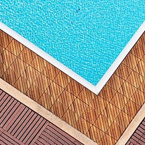 Interlocking Deck Tile (Pack of 10, 12"x12") Acacia Hardwood Deck Tile, Interlocking Patio Tile in Solid Acacia Wooden Oiled Finish Waterproof all Weather Perfect for Indoor Outdoor(Golden Teak Color)