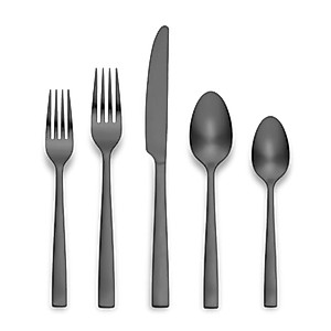 ORNATIVE - Iola Flatware Set with Service for 4, Set Includes Knives, Forks & Spoons for Home, Kitchen & Restaurant, 18/0 Stainless Steel Material & Dishwasher Safe - 20 Pieces, Matte Black