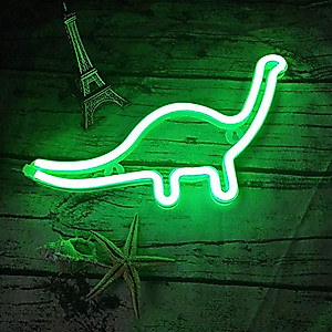 QiaoFei Cute Dinosaur Night Light for Kids Gift's LED Dinosaur Neon Signs Dino Lamp for Wall Decor Bedroom Decorations Home Party Holiday Decor Battery or USB Operated Table Night Light Signs