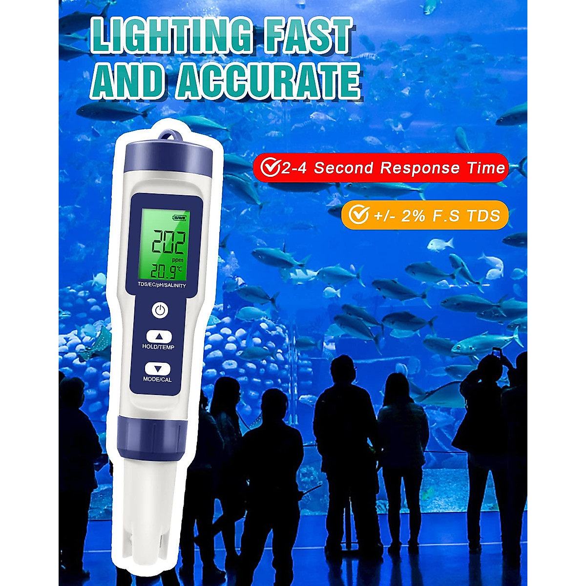 5 in 1 TDS Meter PH Tester, 0.01 High Accuracy Digital PH Meter for Water, PH/TDS/EC/Salt/Temp Tester, PPM Meter Water Tester for Drinking Water, Hydroponics, Plants, Aquarium and Pool