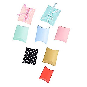 AKOAK 50 Pcs Wedding Creative Wave Point Pillow Box, Candy Gift Box, Suitable for Wedding Birthday and Christmas (Light pink)