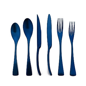 Uniturcky Luxury Silverware Set Flatware Cutlery 18/10 Stainless Steel Matte Polishing Metal Utensils Set Group Service for 1, 6-piece, Black