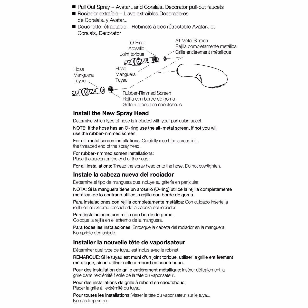 KOHLER GENUINE PART GP1036940-CP KITCHEN FAUCET PULLOUT SPRAYHEAD