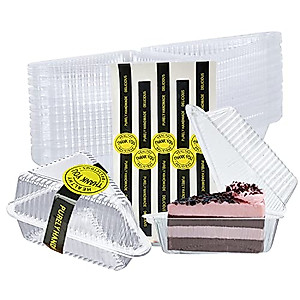 DODHEG 120 PCS Plastic Cake Containers, Clear Hinged Plastic Containers, Clear Plastic Take out Containers, with Bring 120 Sealing Stickers, for Home Bakery and Cafe (5.5x4.2x3 inches) Triangles.