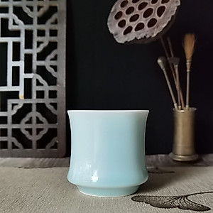Teacups 5.5oz Porcelain Coffee Cups for Tea and Beer Chinese Celadon(Sky Blue)