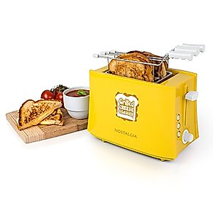 Nostalgia Grilled Cheese Toaster with Easy-Clean Toaster Baskets and Adjustable Toasting Dial with Wide Slots