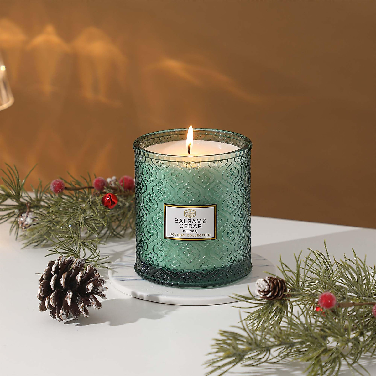 Christmas Large Candles, Balsam & Cedar Candle, 19oz Large Candles for Christmas Home Decor, Christmas Gifts for Women, Christmas Luxury Scented Candles for Women, 88 Hours Burning Time