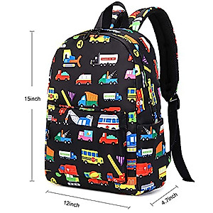 Preschool Backpack Kids Kindergarten School Book Bags for Elementary Primary Schooler (Truck Black)