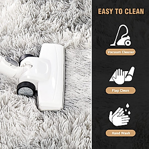 LFHHT Fluffy 5x7 Shag Area Rugs for Bedroom, Plush Fuzzy Shaggy Carpet Rugs for Living Room Classroom Nursery Home Decor, Tie-Dyed Light Grey Anti-Skid Rugs for Kids Girls Boys