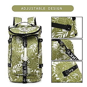 Floral gym duffel bag backpack, fashion wrestling bag,with shoe compartment, 4 kinds of back method waterproof travel sports walking laptop Lightweight (A-Floral Green)