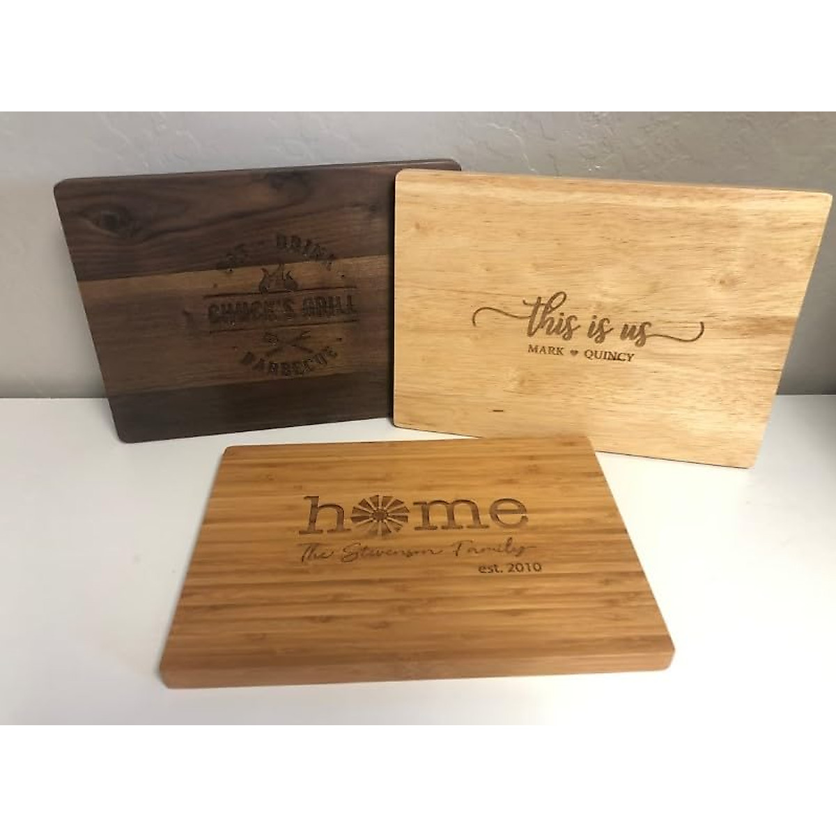 Engrave My Memories Cutting Board, Kitchen Chopping Boards, 14x10 Inch Natural Wood, Personalized Wooden Countertop Board, Center Design