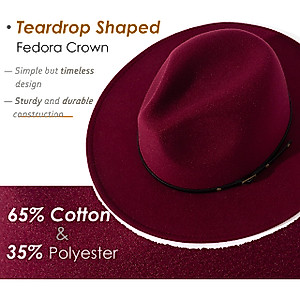Lisianthus Women Belt Buckle Fedora Hat Claret-red