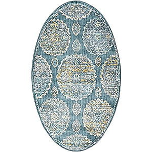 Rugs.com Paragon Collection Rug – 3' x 5' Oval Gray Blue Medium-Pile Rug Perfect for Living Rooms, Large Dining Rooms, Open Floorplans