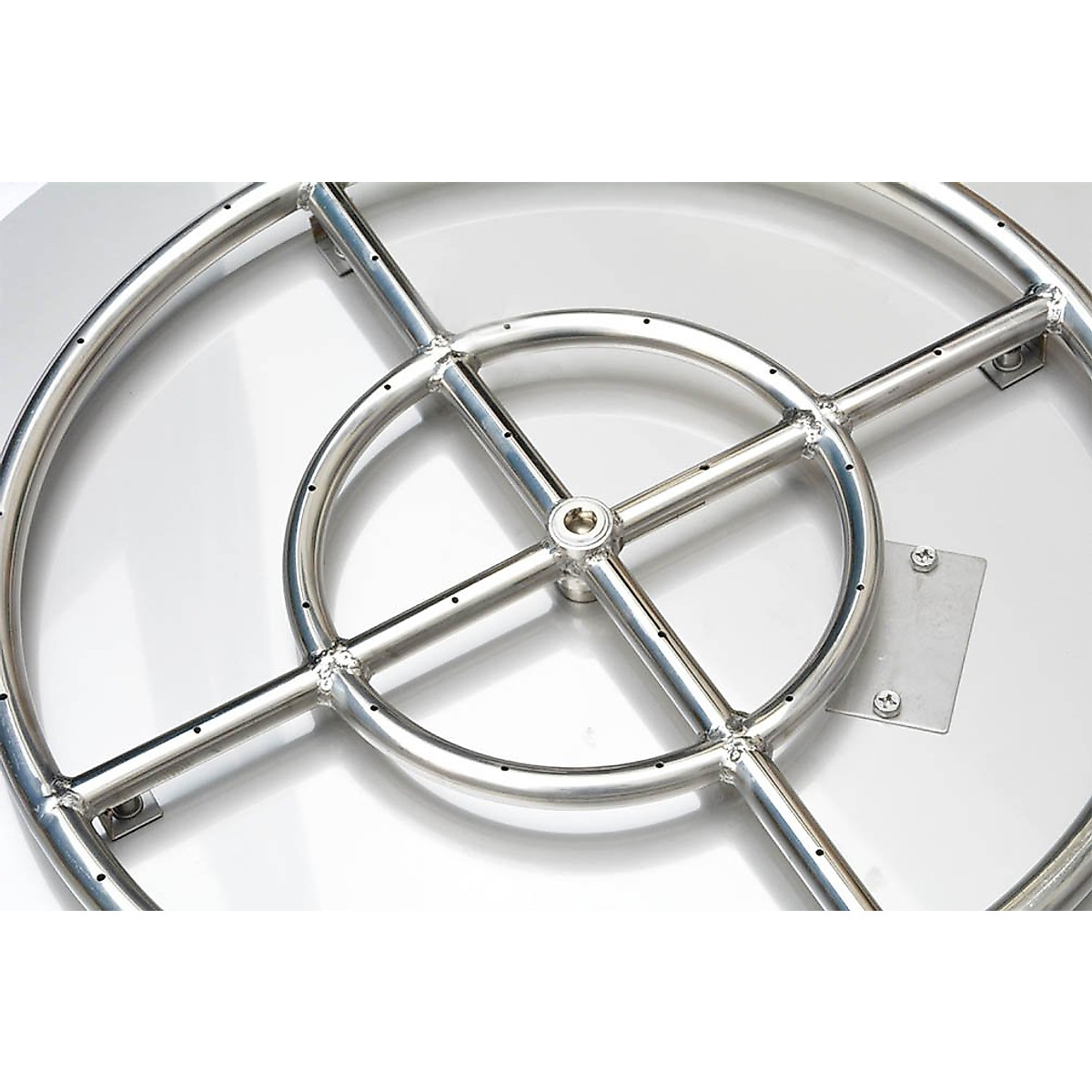Stanbroil Stainless Steel 30" Round Flat Fire Pit Pan w/24 Fire Burner Ring Installed, BTU 296,000 Max