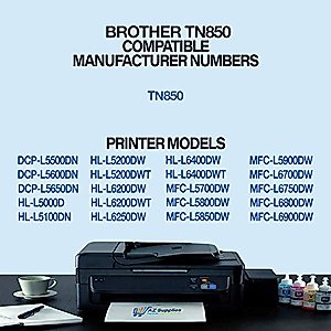 AZ Compatible Toner Cartridge Replacement for Brother TN850 (TN-850) use in DCP-L5500DN DCP-L5600DN DCP-L5650DN HL-L5000D HL-L5100DN HL-L5200DW HL-L5200DWT (Black, 4-Pack)