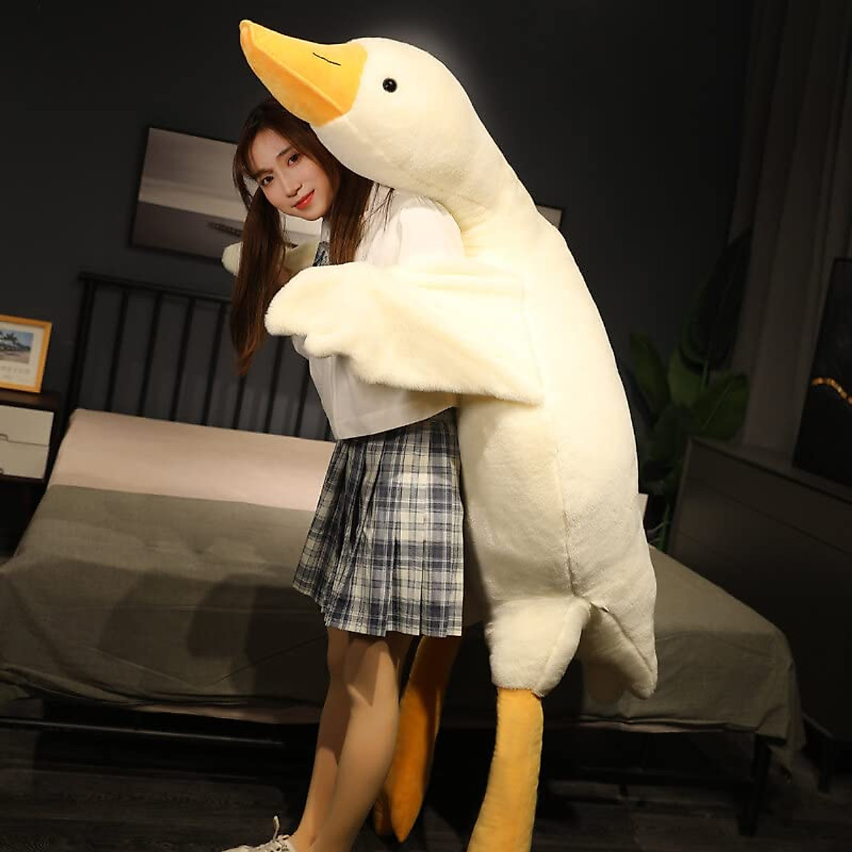 AIRROAD Goose Stuffed Animal, Big Huge Goose Plush Pillow Toy, Cute Giant White Goose Stuffed Animal Duck 63 Inch,Super Soft, Great as a Bedtime Listener and Partner