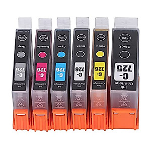 Hilitand Ink Cartridge Inkjet Cartridge ABS Printer Cartridge with Ink Printing Ink Cartridge for Print Photos, Test Papers, Documents (BK BK C M Y GY 6 Colors)