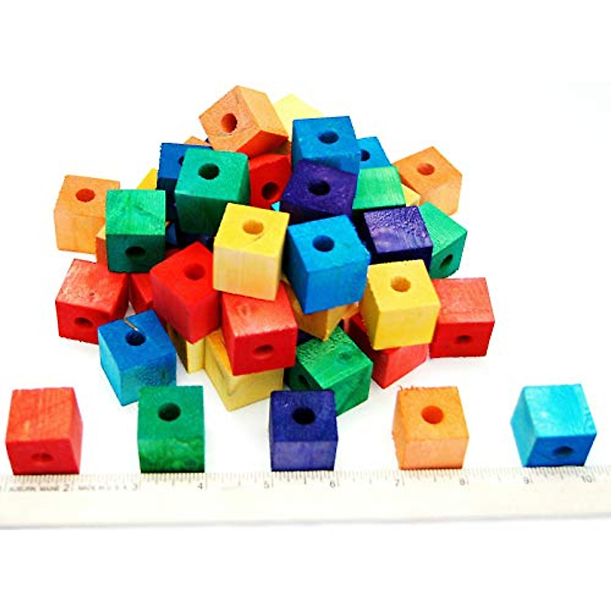 Parrot toys Colored Wooden Wood 48 Pcs. Blocks Parts for Bird Amazon African Grey Macaw